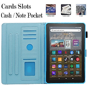 Viclowlpfe Amazon Kindle Fire HD 10 and Fire HD 10 Plus Tablet Case (Compatible with 11th Generation 2021 Release), Slim Fit Leather Stand Smart Cover with Auto Sleep/Wake, 01 Butterfly Flower