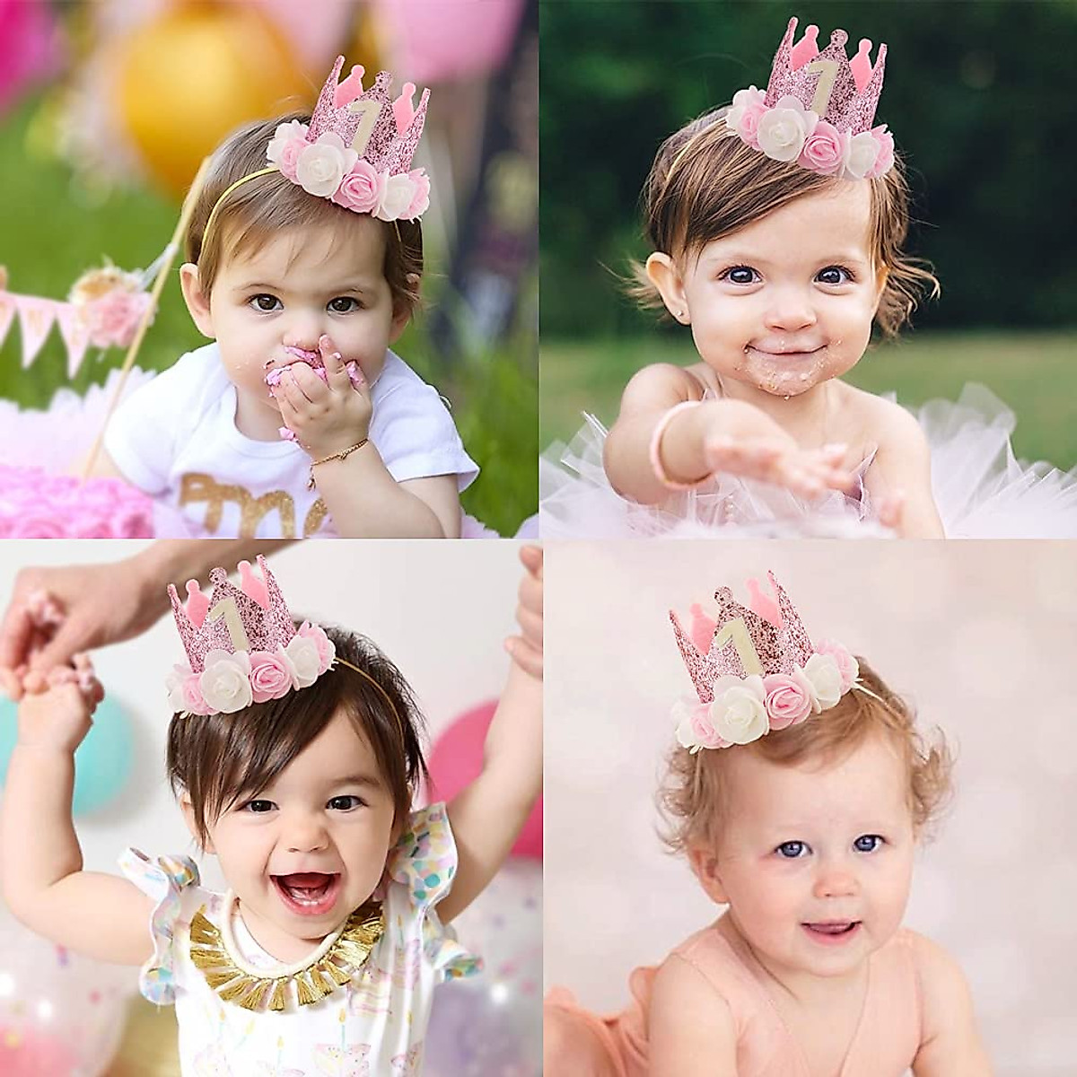 Kbrand Hat First Birthday 1st Decorations For Girl Gifts Rose Gold Baby Pink Crown Party One Year Old Princess, Rose Gold,pink