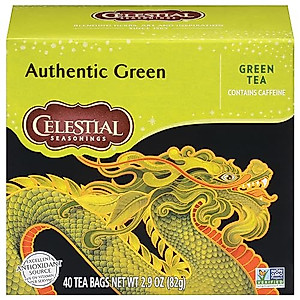 Celestial Seasonings Green Tea, Authentic, Contains Caffeine, 40 Count (Pack of 6) (Packaging May Vary)