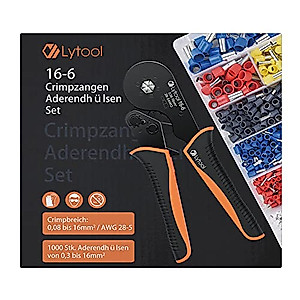 Ferrule Crimping Tool Kit, Lytool Wire Crimper Pliers (AWG28-5/0.08-16mm²), Wire Ferrule Kit with Hexagonal Ferrule Crimper and 1000PCS Ferrule Connectors Wire Ferrules Terminals Kit