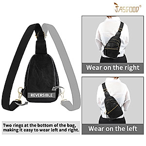 JASGOOD Small Sling Bag for Women Trendy Crossbody Bags Leather Fanny Packs for Women Chest Bag Gift Sling Purse for Traveling,Black