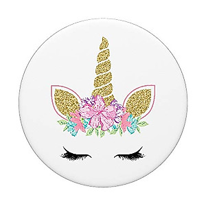 Cute Floral Unicorn Unicorn Face on White PopSockets PopGrip: Swappable Grip for Phones & Tablets