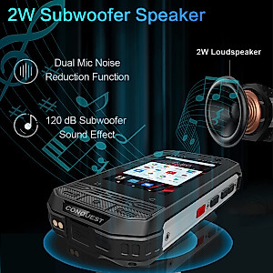 Conquest F2 2022 Mini Rugged Smartphone, Android 12 Unlock Cell Phone, Global 4G, 6+128GB, 3700mAh Removable Battery, PTT Button, 16MP + 8MP Cam, NFC, FM, IR Remote Control,4 Positioning(Standard)