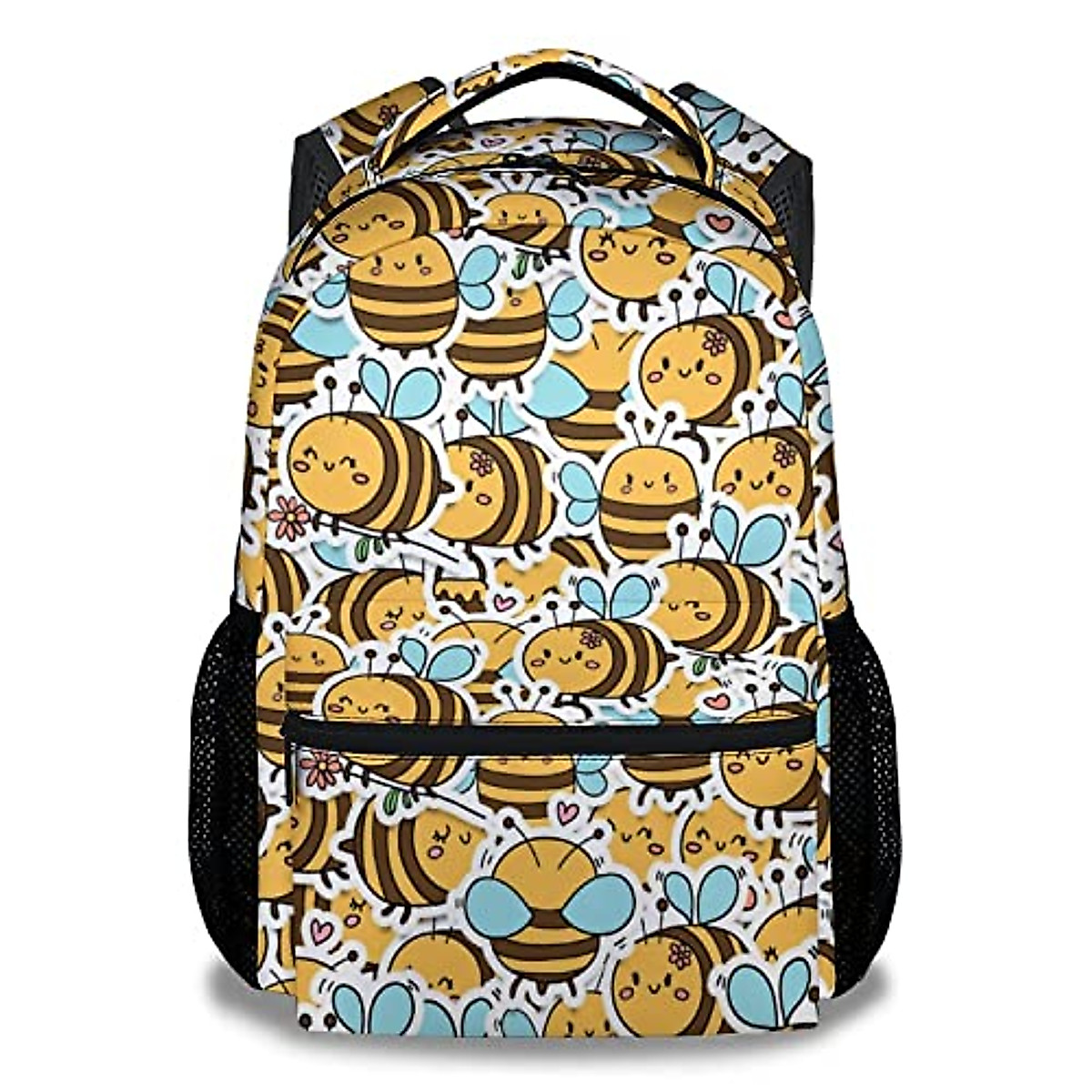 CUNEXTTIME Bee Backpack for Girls Boys, 16 Inch Cute Bookbag with Large Capacity, Durable Lightweight Travel Laptop School Bags