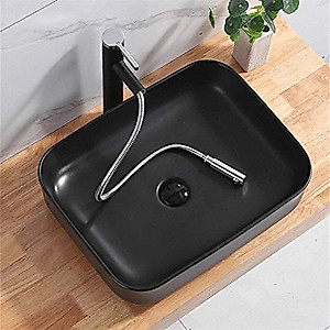 Bathroom Vanity Sink Tops Bathroom Vessel Sinks Matte Black Ceramic Countertop, Container Tub Type Basin Sink for Toilet, Vanity Cabinet