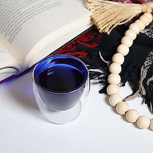 Birchland Espresso Cups Set of 4, Double Wall Espresso Glass Set of 4, Insulated Shot Glass, Espresso Shot Cups, Insulated Espresso Mugs, 2.7 OZ. (Sea Blue)