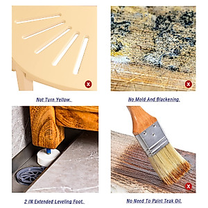 18" White Corner Teak Shower Bench with Shelf/Teak Shower Stool for Inside Shower/Waterproof Bathroom Bench Seat/Wooden Shower Seat Spa Stool, for Inside or Outdoor Use/5 Years Warranty.