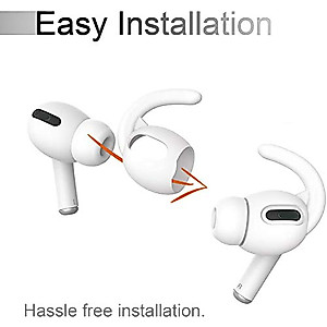 CANOPUS AirPods Pro Ear Hooks Compatible with Apple AirPods Pro, Anti-Slip Ear Covers Accessories (Not Fit in The Charging Case), 3 Pairs (White, Black & Blue) of Ear Tips with Silicone Storage Pouch