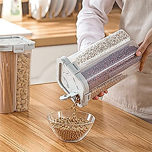 WINIAER Cereal Storage Containers Airtight, Clear 2.8L Food Storage Containers with Lids and Compartments, Spaghetti Noodle Container for Grain, Flour, Rice, Nuts