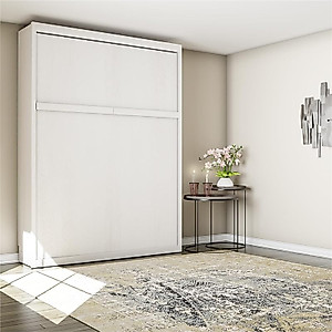 Atlin Designs Modern Wood Queen Size Murphy Wall Bed in Ivory Oak