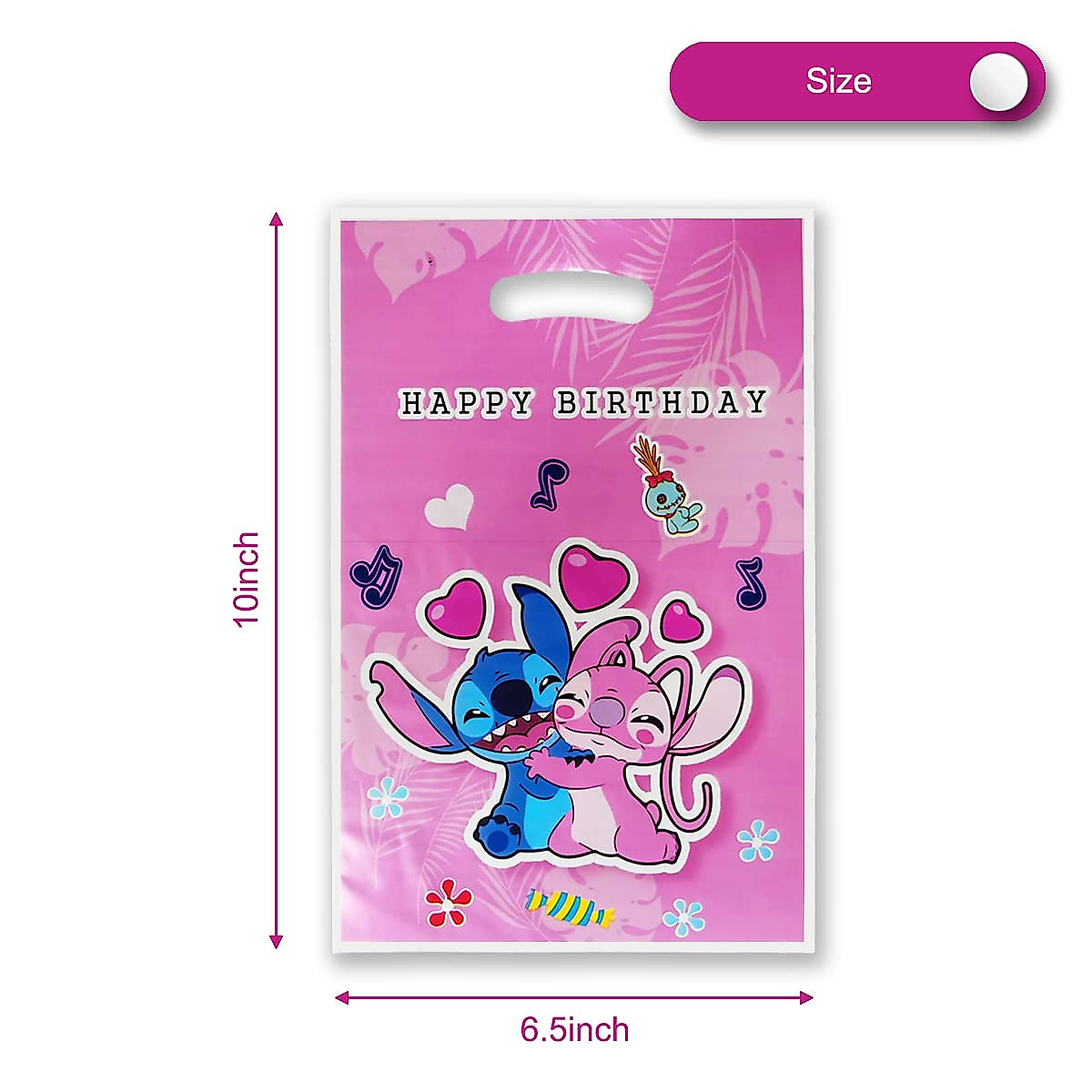OU RUI 30Pcs Pink Lilo and Stitch Party Gift Bags,Girl Lilo and Stitch Birthday Party Supplies Decorates