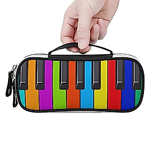 Rainbow Piano Keyboard Printed Pencil Case Bag Stationery Pouch with Handle Portable Makeup Bag Desk Organizer