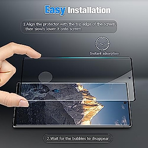 [2+2 Pack] Galaxy Note 10 Glass Screen Protector, HD Clear 9H Tempered Glass,Compatible Fingerprint, 3D Curved, Bubble-Free for Samsung Galaxy Note 10 Screen Protector (6.3")