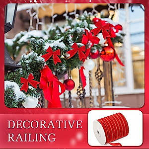 Syhood Christmas Velvet Ribbon with Gold Edge Waterproof Wrapping Velvet Wired Ribbon Decoration for Xmas Wreath Bows Floral Craft Ornaments(3/8 Inch x 60 Yard,Red)