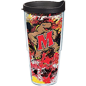 Tervis Made in USA Double Walled University of Maryland Terrapins Insulated Tumbler Cup Keeps Drinks Cold & Hot, 24oz, Splatter