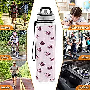 Fustylead Cute Ladybug 32 oz Tritan Water Bottle with Straw, Leakproof and BPA-Free Sport Water Bottle for Fitness, Gym & Outdoor