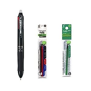 Pilot Frixion Ball 4 Click Retractable 4 Color Gel Ink Erasable Murti Pen 0.5mm/ Black Body & Each 4 Color Refills (Black,Blue,Red,Green) Value Set?With Our Shop Original Product Description?
