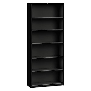 HON Brigade 6-Shelf Steel Standard Bookcase, 81.13-inch H x 34.5-inch W x 12.63-inch D, Black (S82ABCP)