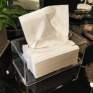 Yopay 2 Pack Clear Tissue Dispenser Box, Large Facial Acrylic Tissue Box Cover Holder, Napkin Organizer for Bathroom, Kitchen and Office Room, Rectangle, 10" L X 5.3" W X 4.3" H