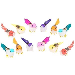 Warmtree 48 Pcs Artificial Simulation Birds Feather Mini Bird Decorative Fake Birds for Craft Home Ornaments Garden Wedding Decoration Embellishing, Random Color