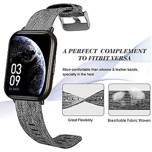 Compatible for AGPTEK Smartwatch Band, Nylon Replacement Strap for AGPTEK 1.69"(43mm) Smartwatch/MuGo 1.69" Smartwatch/Rinsmola 1.69" Smart Watch/Motast 1.69" Smartwatch (Gray)