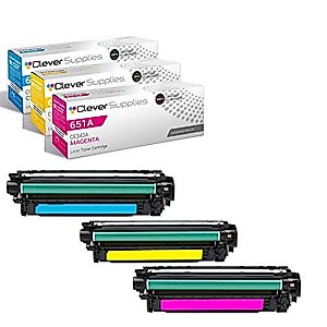 CS Compatible Toner Cartridge Replacement for HP 651A CE341A Cyan CE342A Yellow CE343A Magenta Color MFP M775 MFP M775D Enterprise 700 MFP M775D M775DN M775F M775Z M775Z+ 3 Color Set