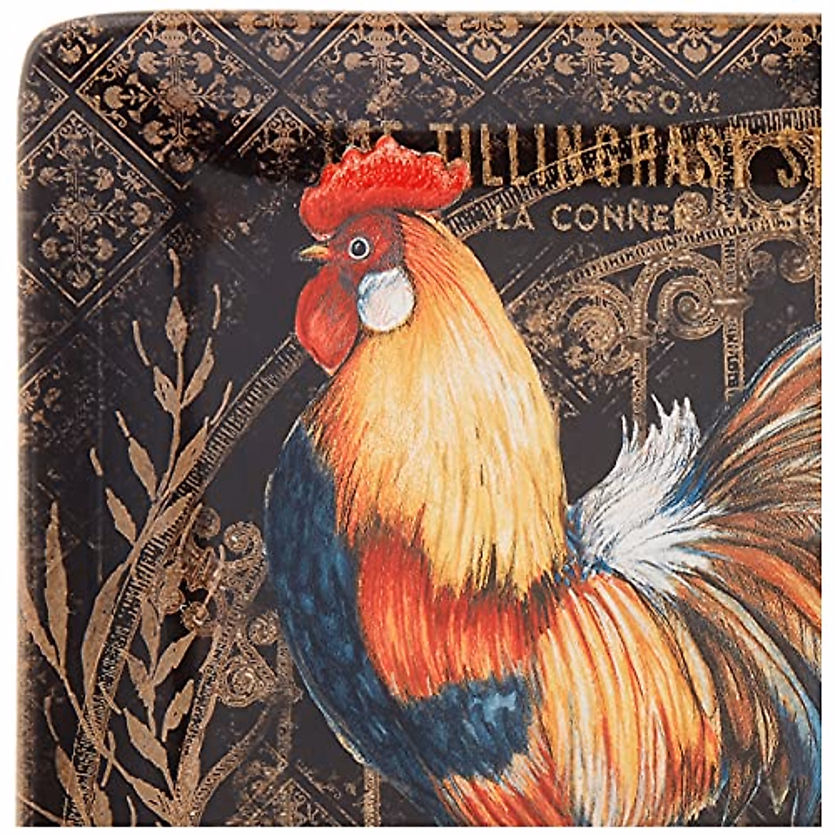 Certified International Gilded Rooster Dinnerware.Tabletop, One Size, Multicolored