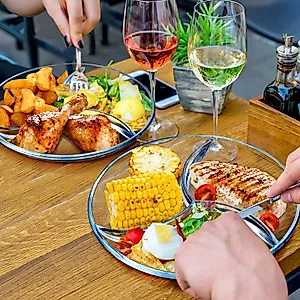 NUTRIUPS Durable Divided Plates 10inch, 2 Piece, Divided Dinner Plates Portion Control Plates for Adults, Bariatric Diet Microwave& Dishwasher Safe