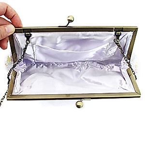 Felice Ann Glitter Mermaid Kissing Lock Sequin Evening Clutch Prom Party Handbag Chain Strap Crossbody Bag White