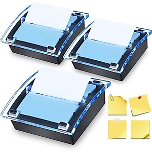 Pop Up Notes Dispenser Black Base Clear Top Sticky Notes Holder Acrylic Posted Notes Holder Small Sticky Holders Container for 3 x 3 Inch Sticky Notes School Office Home Store Accessories (2)