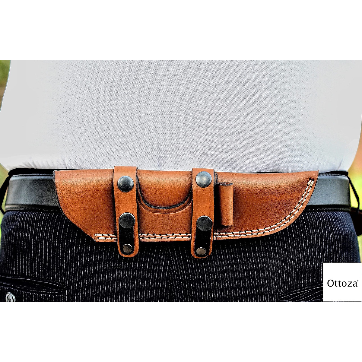 Ottoza TOP GRAIN Leather Knife Sheaths for Fixed Blade Knives, LEFT HAND Leather Knife Sheath for Belt, Leather Knife Holster Belt Knife Holder, Horizontal Knife Sheath for Belt No:102