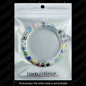 JEWELRIESHOP Turkish Evil Eye Bracelet Murano Glass Beads Beaded Clear Crystal Spacer Bracelet for Women (6mm Multi-Color Eye Beads)