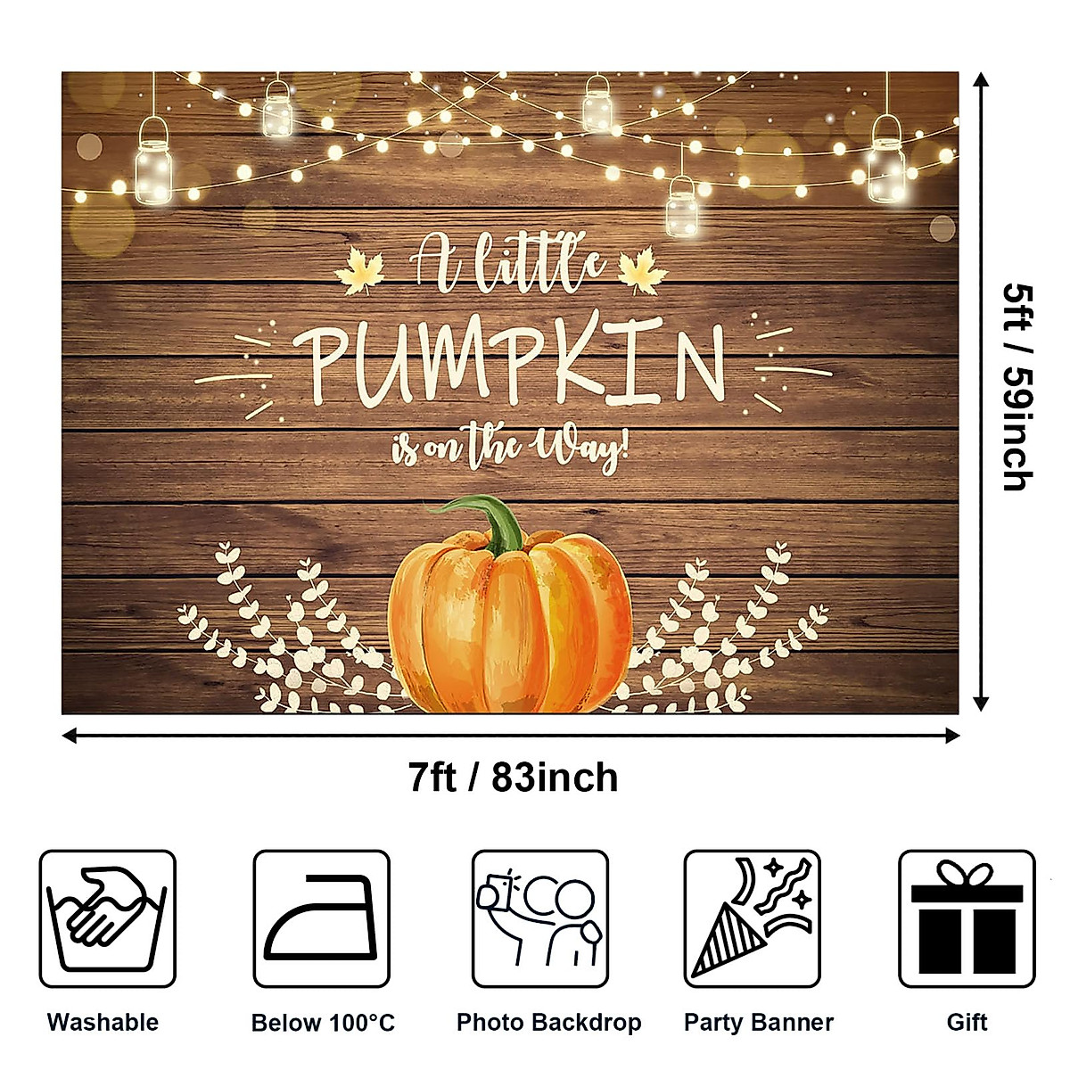 Avezano Little Pumpkin Baby Shower Backdrop Orange Pumpkin Patch Baby Shower Background Autumn Fall Rustic Boy Girl Sprinkle Baby Shower Backdrops Decorations 7x5ft