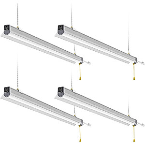 OPENLUX 3.6ft Linkable LED Shop Light, 80W LED Utility Shop Light Fixture,10400LM,41 inch,5000K Daylight for Workshop,Office with Plug and On/Off Pull Chain,Hanging or Surface Mount - 4 Pack