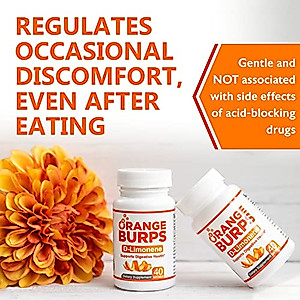 Orange Burps D-Limonene Supplement for Digestive Health, Heartburn, Acid Reflux, GERD | Orange Peel Extract | All-Natural Easy-to-Swallow Softgels | 1,000 mg per Serving - Made in USA