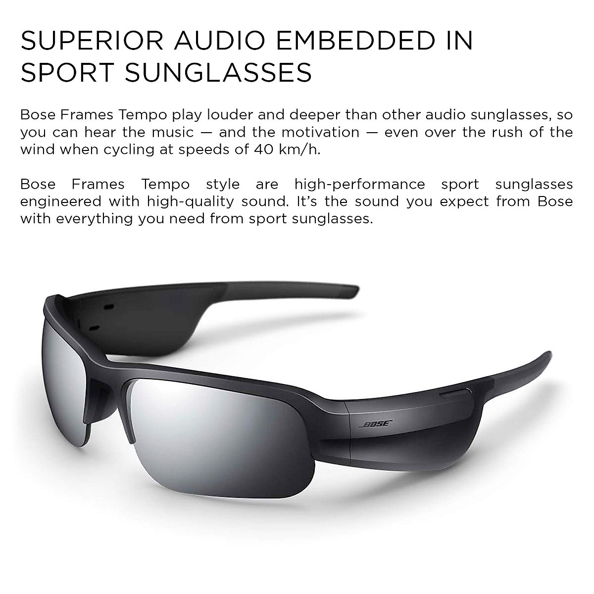 Bose Frames Tempo - Sports Audio Sunglasses with Polarized Lenses & Bluetooth Connectivity – Black