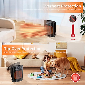 YASHE Space Heater, 1500W Portable Electric Heater for Indoor Use with Thermostat, 75° Oscillation, Digital Display, Remote Control, 24H Timer, ECO Mode, Fast Ceramic Heating for Home, Office, Bedroom