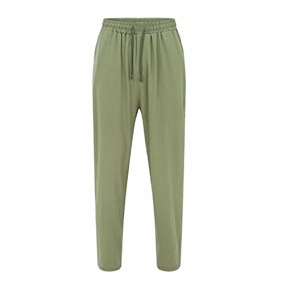 Mens Casual Pants - Plus Sized Lightweight Moisture Wicking Cotton Linen Elastic Waistband Drawstring Trousers(S-4XL)