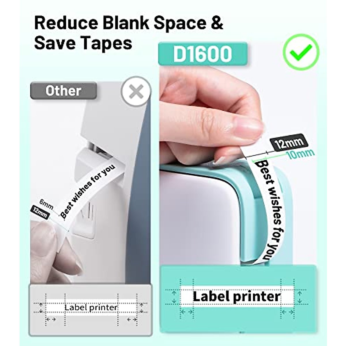 Vixic Label Makers D1600 Label Maker Machine, Portable Bluetooth Label Printer with 4 Colors Tape, Multiple Fonts Icons, Compatible with iOS Android for Home School Office Organization, Rechargeable