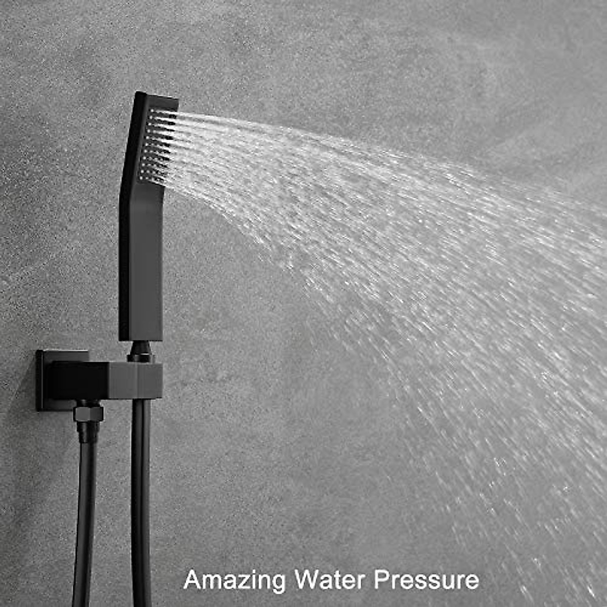 SHAMANDA Luxury Shower Set, Bathroom Single Handle Shower Faucet with Trim Valve Body Hand Shower Complete Kit, Premium Matte Black Rainfall Shower System, L70001-7