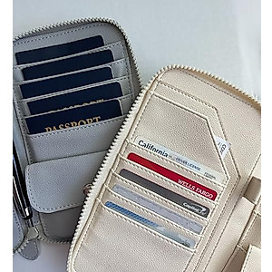Leather Travel Document Holder - Family Passport & Boarding Pass Holder with Compartments & Slots