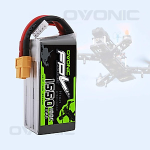 OVONIC 4S Lipo Battery 1550mAh 100C 14.8V Lipo with XT60 Plug for FPV Racing RC Quadcopter Helicopter Airplane Multi-Motor Hobby DIY Parts