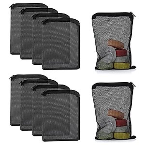 Cobee Aquarium Filter Bags, 10Pcs Aquarium Filter Media Bags with Zipper Fish Tank Media Mesh Filter Bag High Flow Fine Mesh Net Reusable Bags for Activated Carbon, Biospheres (10pcs Black)
