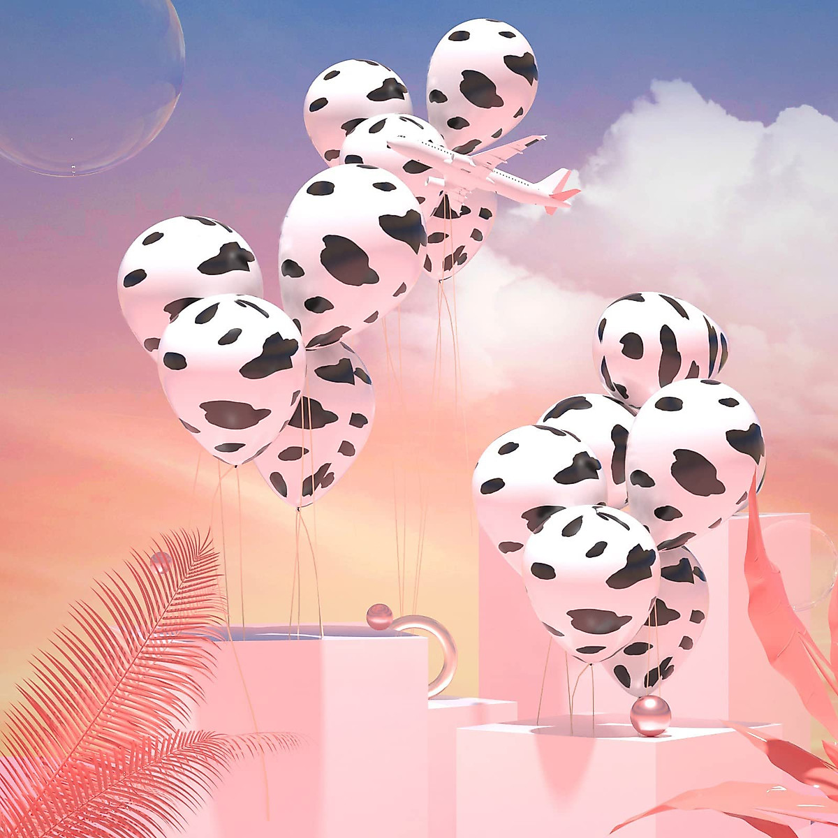 LovesTown 100 PCS Cow Print Balloons, 12 Inch Cow Balloons Latex Balloons for Children Party Cowboy Theme Birthday Party Favor