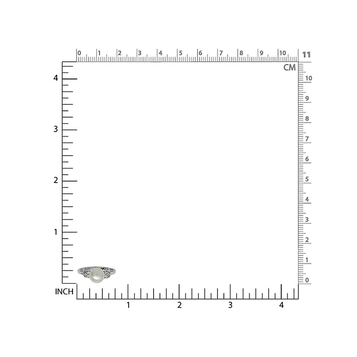 Silvershake 8mm Cultured Freshwater Pearl White Gold Plated 925 Sterling Silver Ring Size 9