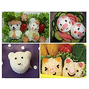 Halloluck 3 Pack DIY Sushi Rice Decorating Mold Picnic Kitchen Animal Mold Rice Mold Shaper Bento Accessories