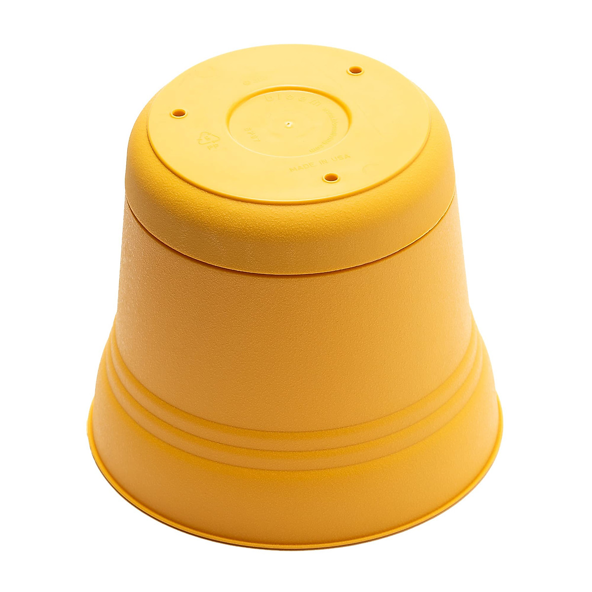 Bloem Saturn Round Planter with Saucer Tray: 14" - Earthy Yellow - Durable Plastic Pot, Matte Finish, Removable Saucer, for Indoor & Outdoor Use, Gardening, 5 Gallon Capacity