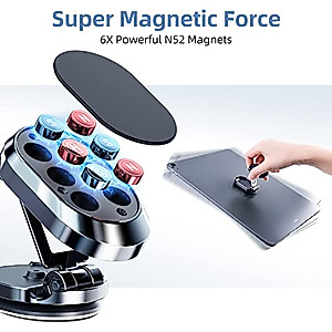 Magnetic Phone Holder for Car【Upgrade Foldable】Magnetic Phone Mount Multi-Functional 360°Rotation phone magnet for car Dashboard Phone Holder Magnetic Car Mount for iPhone, Samsung, LG All Smartphones