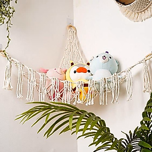 Lovely Baby Genius Stuffed Animal Net, Toy Hammock with 3 Strong Metal Hook - Macrame Stuffed Animal Hammock for Kids Room, Squishmallow Net