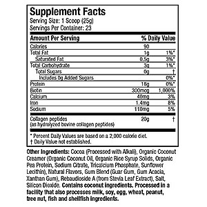 Purely Inspired Collagen Powder Collagen Peptides Powder | Collagen Supplements for Women and Men | Collagen Protein Powder with Biotin | Keto Friendly & Non-GMO | Chocolate, 1.26 lbs (23 Servings)